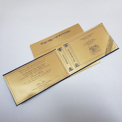 Blue & Gold Satin Finish Padded Book Style Invitation: T5-202– The ...